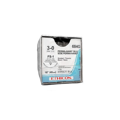 Ethicon Silk Sutures 3/0, 24mm, 3/8 Circle - 684G - AHP Dental & Medical - AHP Dental & Medical
