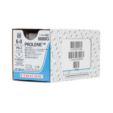 Ethicon Prolene Sutures 6/0, 16mm, 3/8 Circle - 8680G - AHP Dental & Medical - AHP Dental & Medical