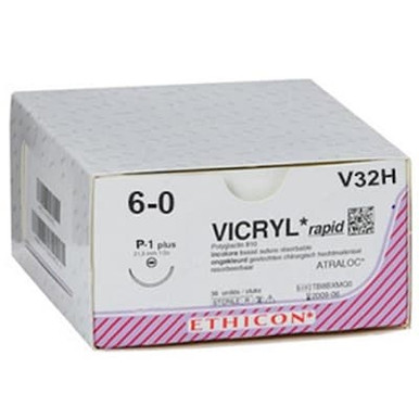 Ethicon Vicryl Rapide Sutures 6/0, 11mm, 3/8 Circle - V32H - AHP Dental ...