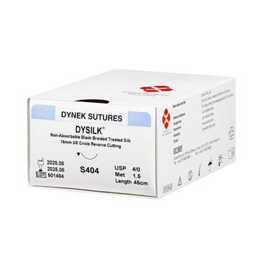 Dynek Dysilk Sutures (Non-Absorbable), 4/0, 16mm, 3/8 Circle - S404 ...