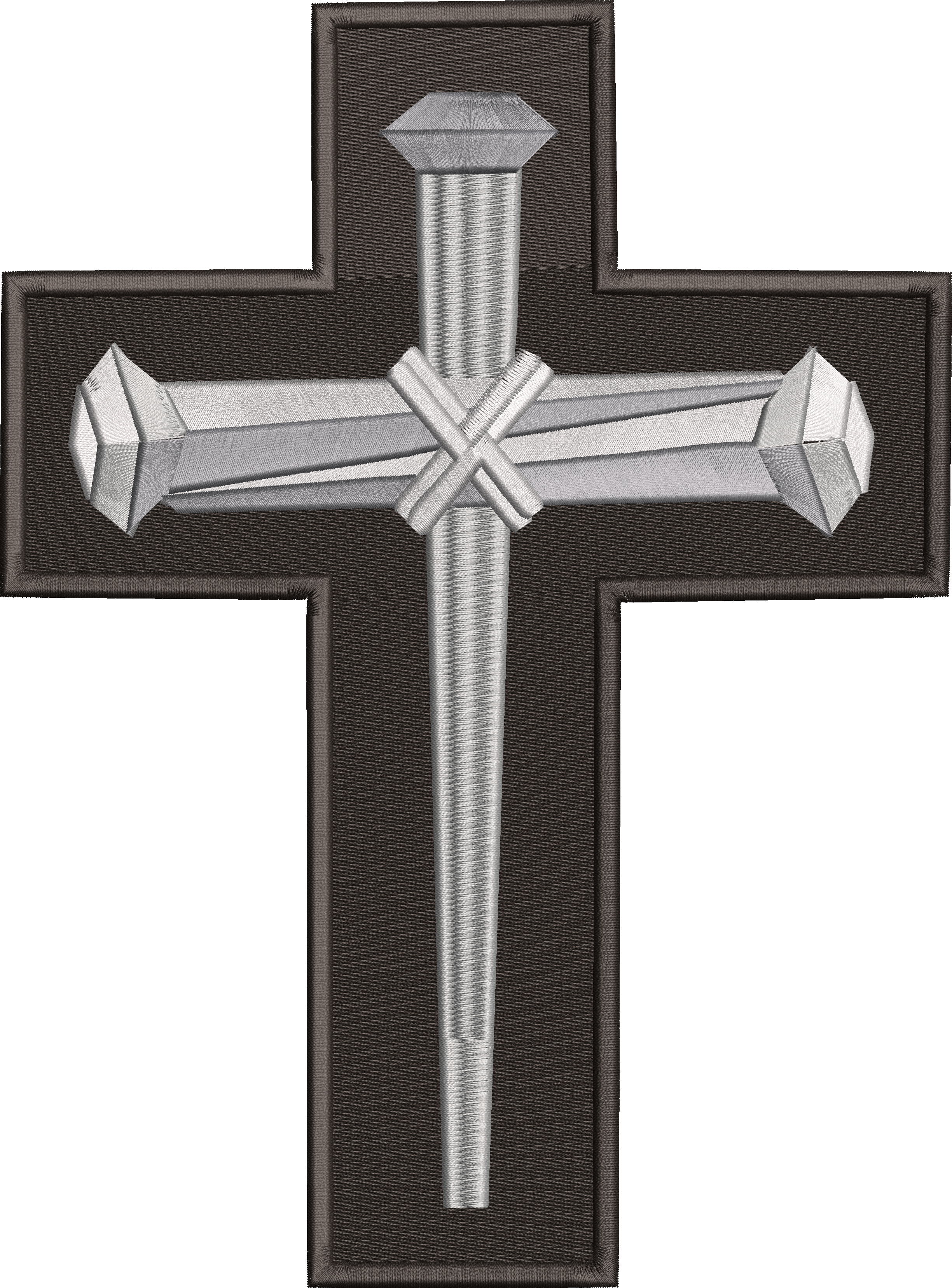Grey Nail Cross Embroidered Patch - UPTOWN STITCH GIRL