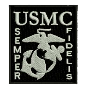 USMC Black/White Embroidered Patch - UPTOWN STITCH GIRL