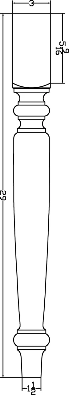 Narrow Countryside Dining Table Leg - 29