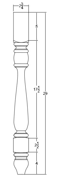 Densmore Dining Table Leg - 29" Tall x 2 3/4" Wide - Highland Manor ...