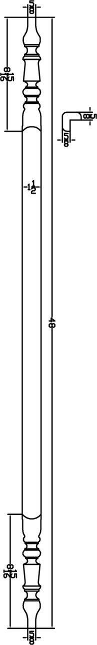 Round on Square Corner Guard Both Ends Turned - 48" Tall x 1 1/2" Wide ...