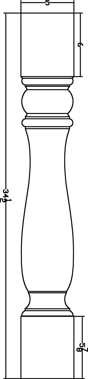 Massive Square Traditional Island Leg - 34 1/2" Tall x 5" Wide ...