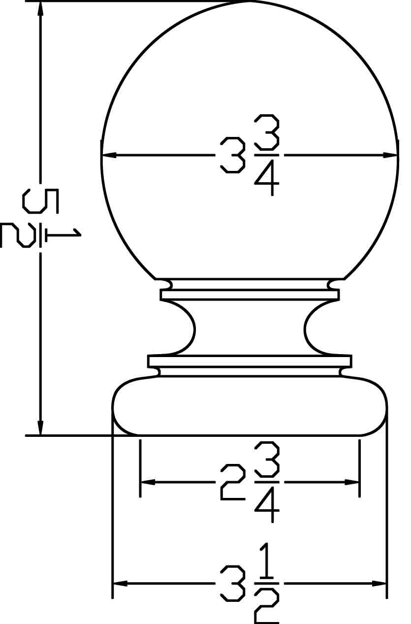 Small Kline Ball Finial - 5 1/2" Tall x 3 3/4" Wide - Highland Manor ...