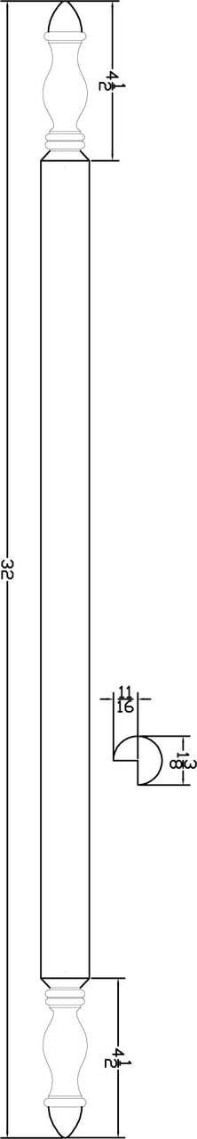 Round Traditional Corner Guard Both Ends Turned - 32" Tall x 1 3/8 ...