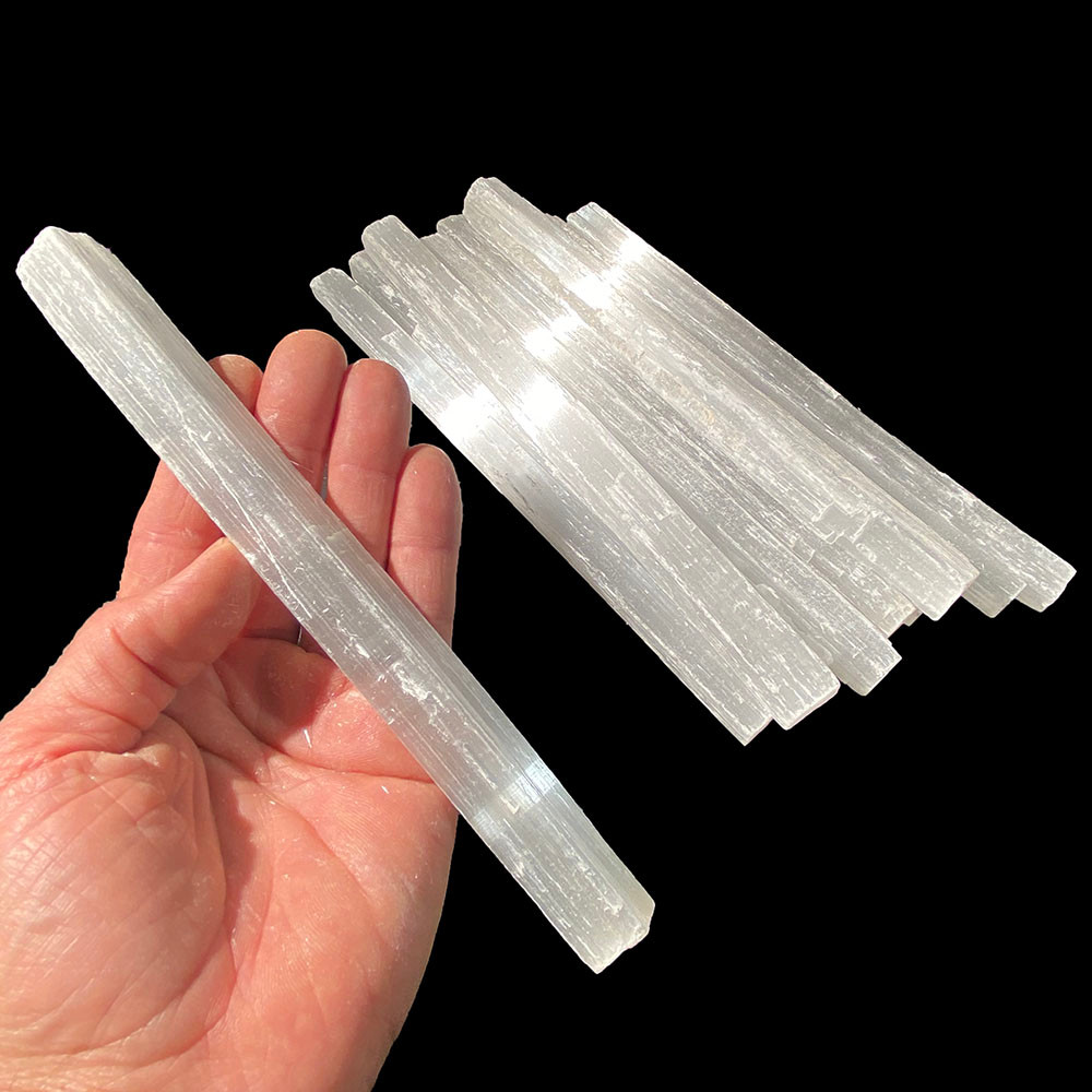 Large raw selenite stick 10 piece lot | Fossilsplus