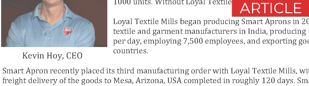 Smart Apron Achieves Industry Low Defect Rate of 5% - Smart Apron is a ...