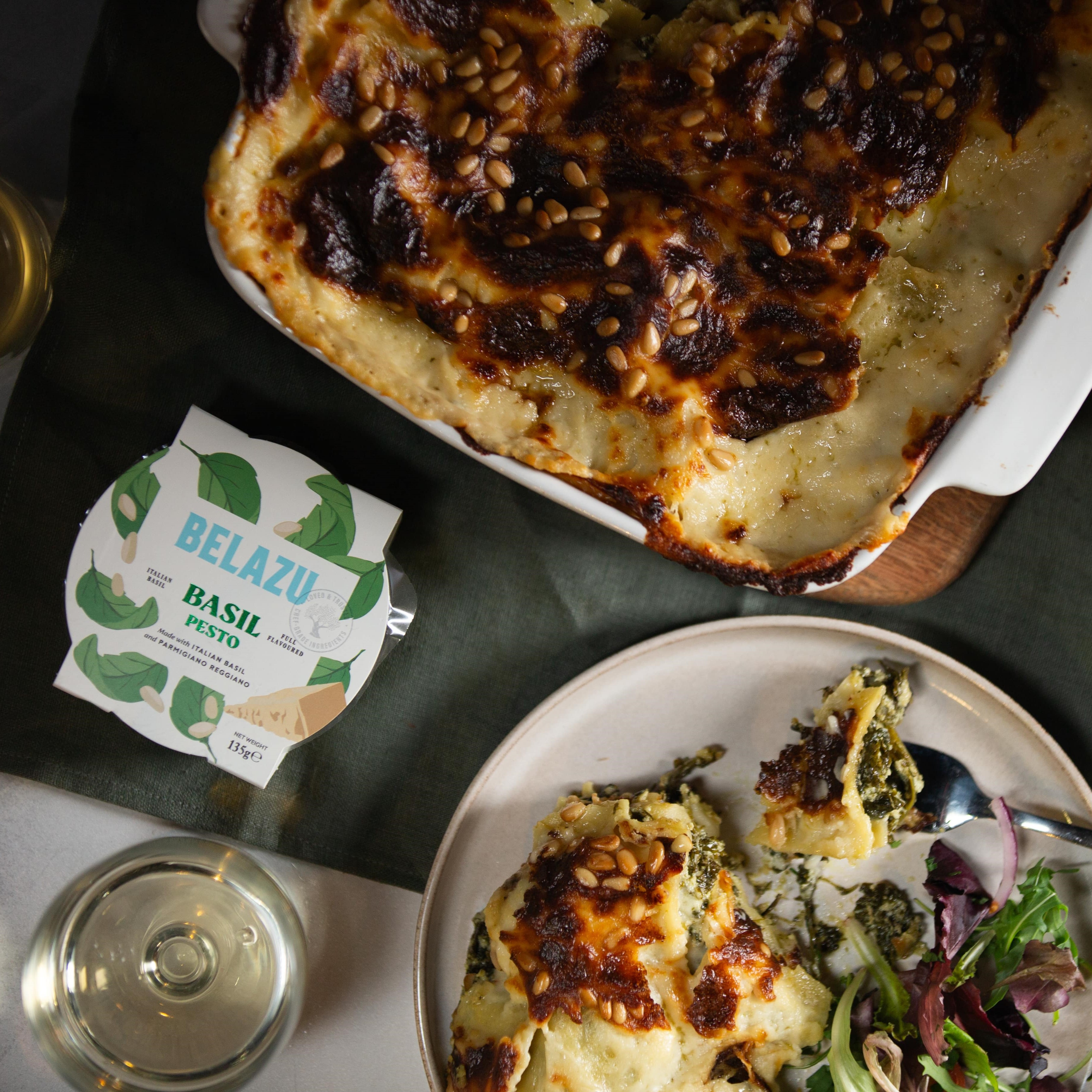 Basil Pesto, Spinach and Ricotta Lasagne - Belazu Ingredient Company