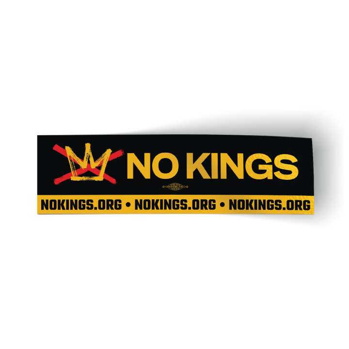No Kings - Black (7" x 2" Vinyl Sticker -- Pack of Two!) - Indivisible ...