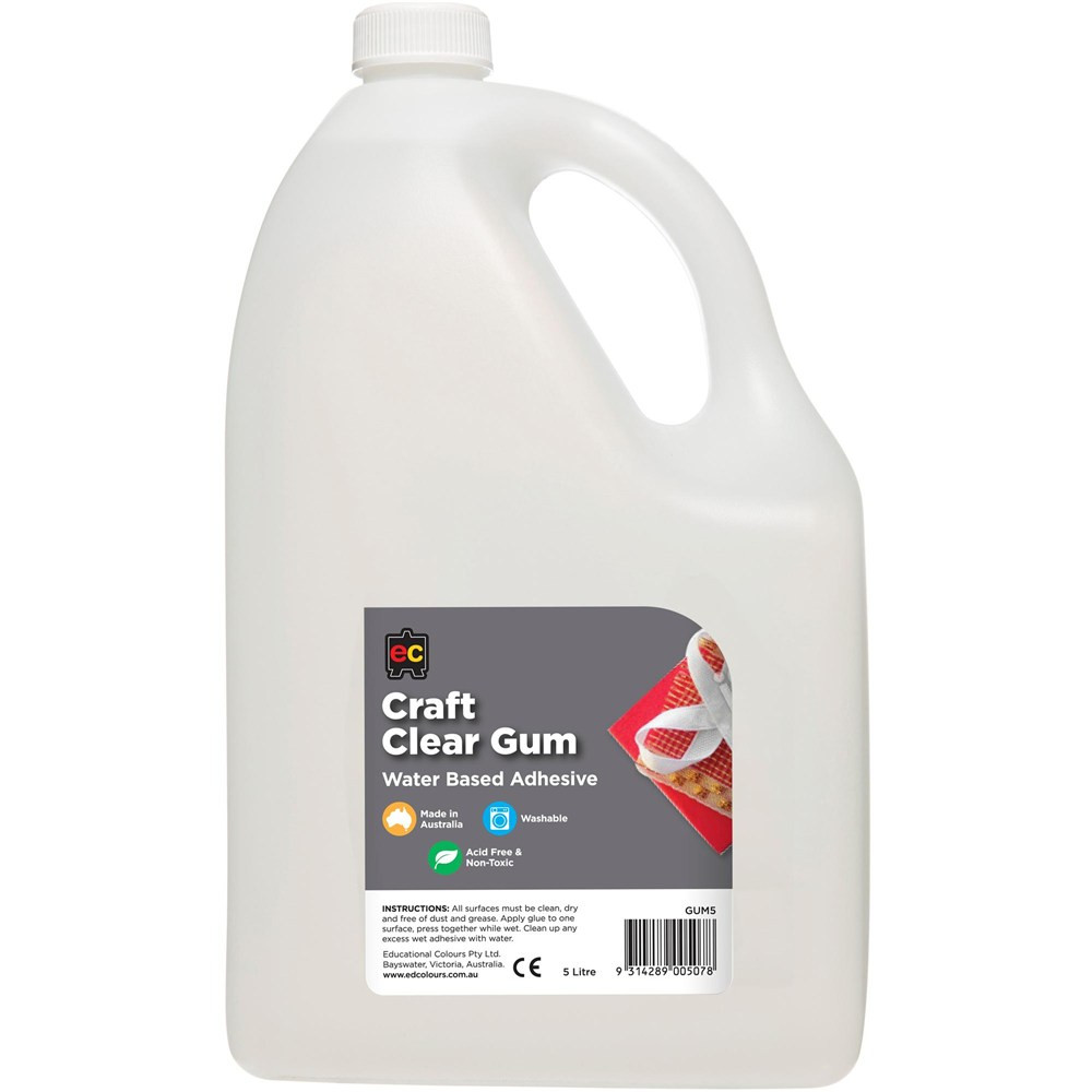 EC CLEAR GUM GLUE 5 Litre - Melbourne Office Supplies