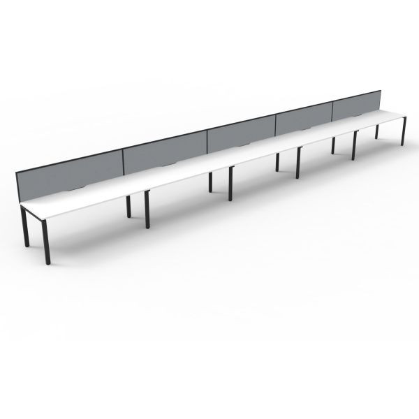 Deluxe Profile Workstation 5 Person With Screen 1800Wx750D White Top ...