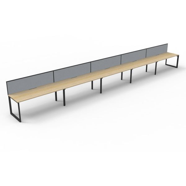 Deluxe Loop Workstation 5 Person With Screen 1500Wx750D Oak Top Black ...