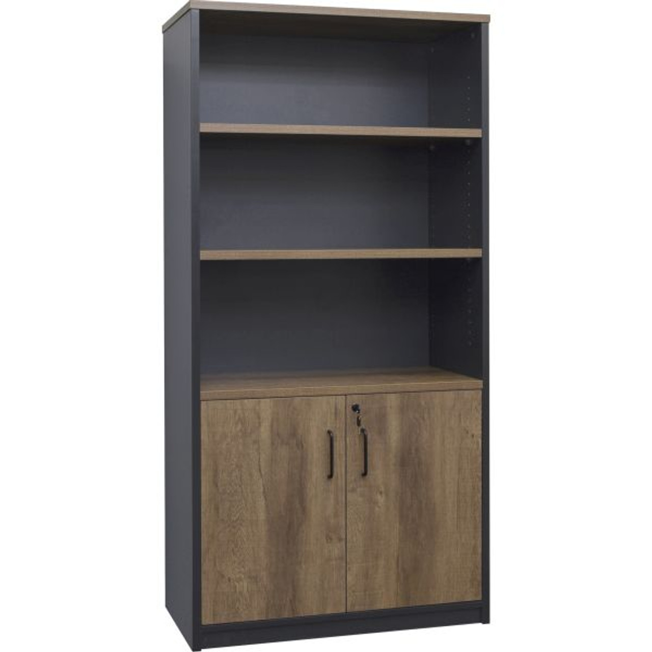 OM Premiere Half Door Cabinet 900W X 450D X 1800mmH Regal Walnut And om-premiere-half-door-cabinet-900w-x-450d-x-1800mmh-regal-walnut-and