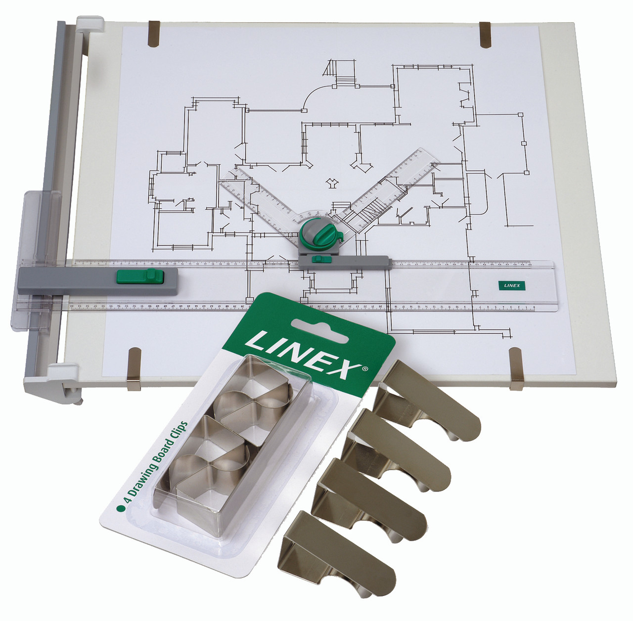 Linex Drawing Board Clips, Pack of 4 - Melbourne Office Supplies