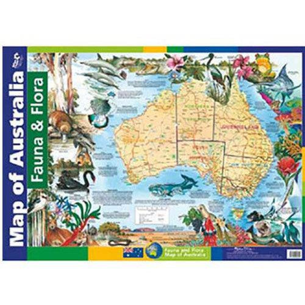 Map of Australia Fauna and Flora Wall Chart - Melbourne Office Supplies