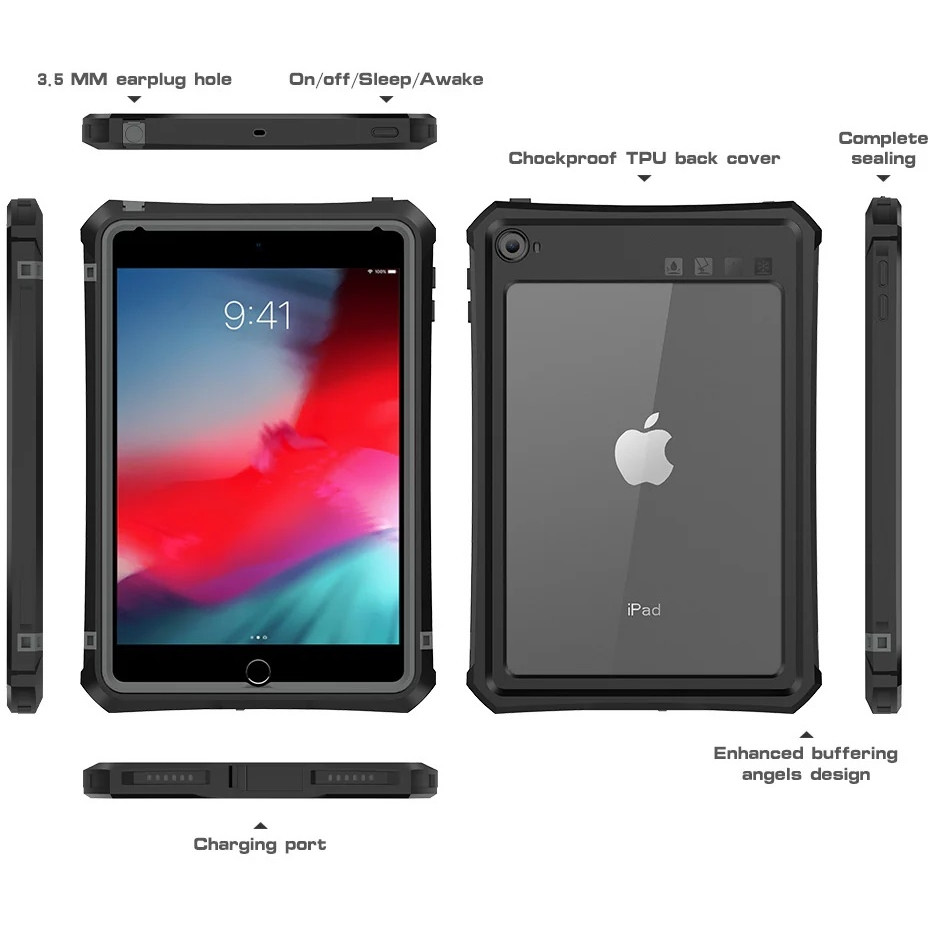 Generic Apple iPad Mini (7.9") (5th/4th Gen) WaterProof Case Black ...
