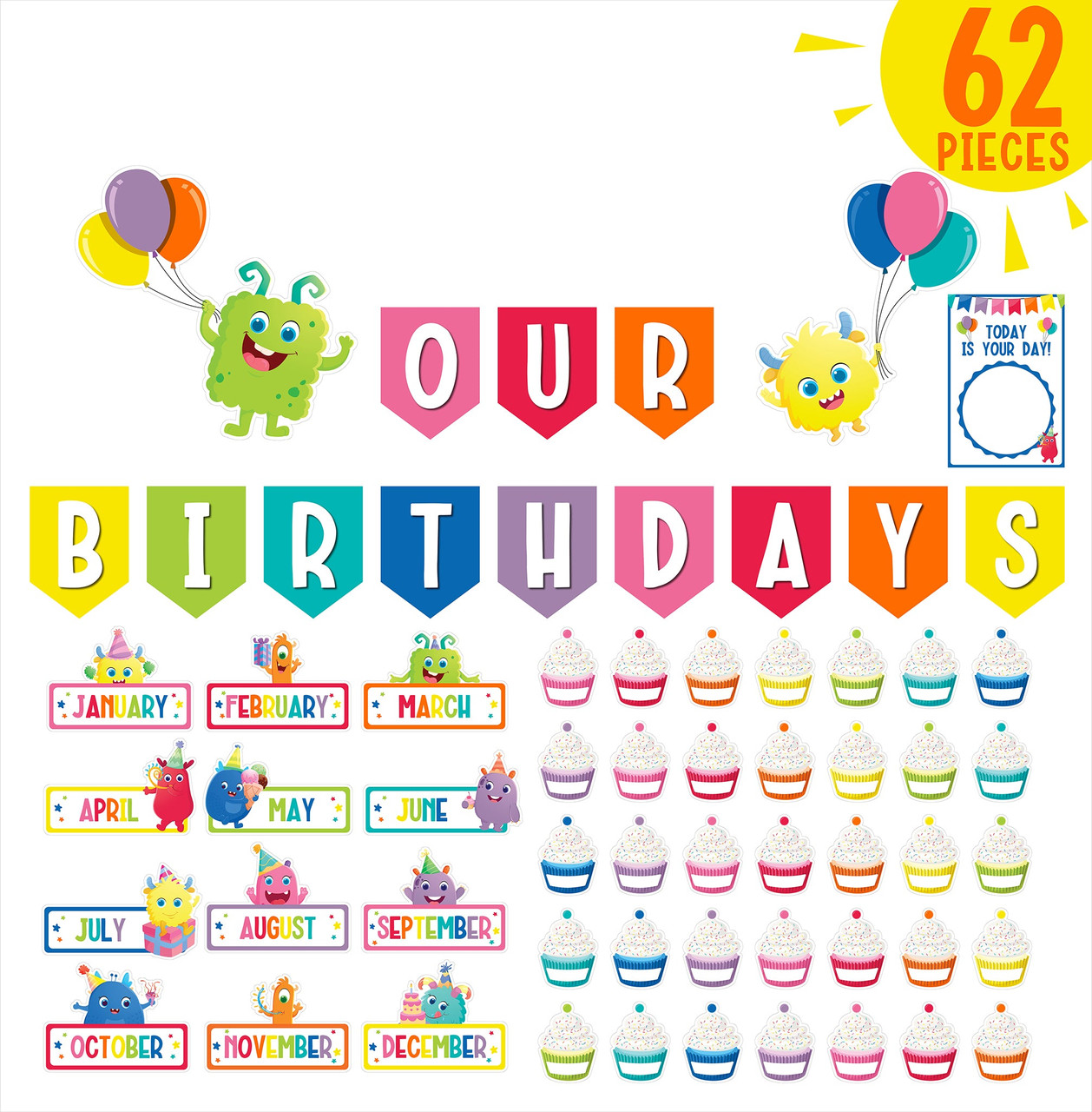 Giggle & Grow Birthday Bulletin Board Set - Melbourne Office Supplies