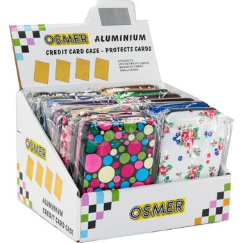 CREDIT CARD CASES - ALUMINIUM - DISPLAY OF 12 - ASSORTED DESIGNS ...