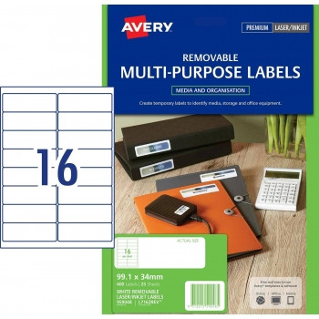 AVERY REMOVABLE MULTI-PURPOSE LABELS L7162 99.1 x 34 mm, Laser, Inkjet ...