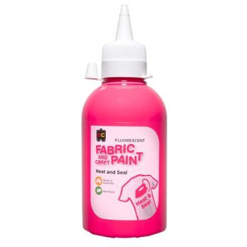 FLUORESCENT FABRIC AND CRAFT PAINT 250ML PINK - Melbourne Office Supplies