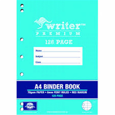 Writer Premium A4 128pg Binder Book 8mm ruled + margin - Melbourne ...