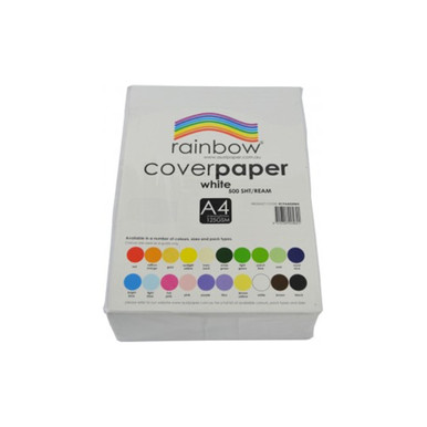 RAINBOW COVER PAPER 125GSM A4 WHITE 500 SHEETS - Melbourne Office Supplies