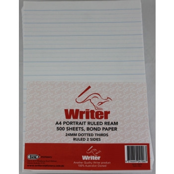 WRITER A4 EXAM PAPER 24mm Dotted Thirds, Ruled 2 Sides, Portrait, Rm500 ...