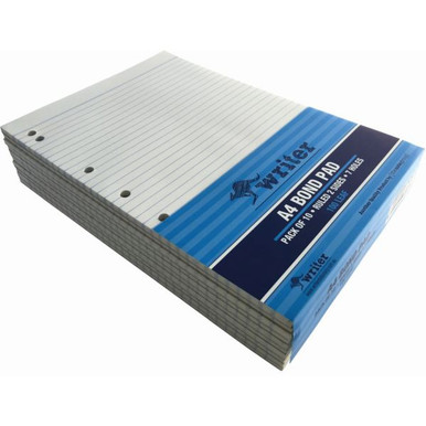 A4 100 SHEET BOND OFFICE PAD RULED + 7 HOLES - Melbourne Office Supplies