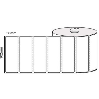102MM X 36MM WHITE THERMAL TRANSFER PERFORATED LABELS PERMANENT ...