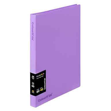 COLOURHIDE DISPLAY BOOK FIXED 40 SHEET Purple - Melbourne Office Supplies