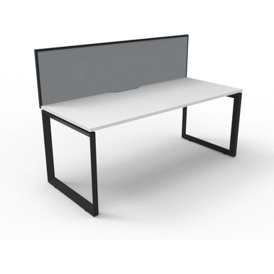 Deluxe Loop Desk With Screen 1200Wx750D White Top Black Frame ...