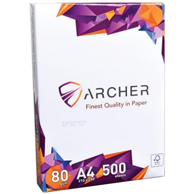 Archer A4 Copy Paper 170 CIE 80gsm FSC 500 Sheets 5 Reams (1 Carton ...