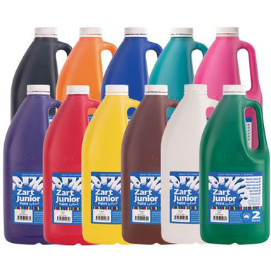 Zart Junior Paint 2L Assorted Colours Pack of 11 Bottles - Melbourne ...