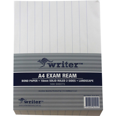 WRITER A4 EXAM PAPER 18mm Solid Ruled Landscape, Rm500 - Melbourne ...
