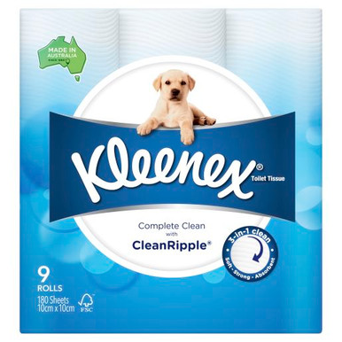 KLEENEX COMPLETE CLEAN WHITE TOILET ROLL 9PK - Melbourne Office Supplies