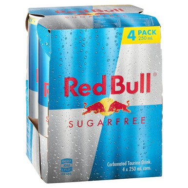 RED BULL SUGAR FREE ENERGY DRINK 4 PACK 4X250ML - Melbourne Office Supplies