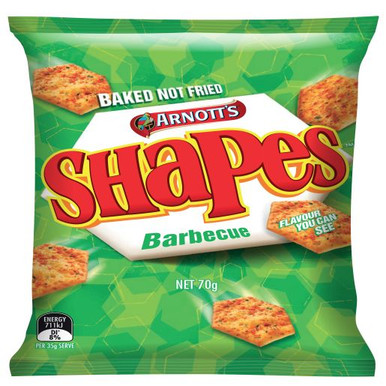 ARNOTTS SHAPES SNACKS BBQ 70GM (Carton of 12) - Melbourne Office Supplies