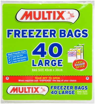 MULTIX TEAROFF LARGE FREEZER BAGS 40S (Carton of 20) - Melbourne Office ...