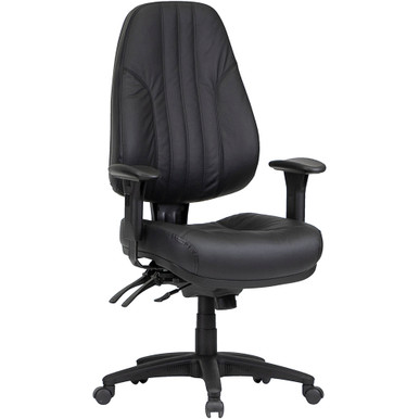 Rover High Back 4 Lever Multi Shift Chair With Arms Black Leather ...