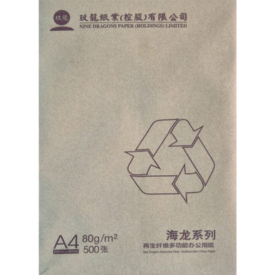Nine Dragons 100% Recycled Paper A4 80gsm White 500 Sheets - 5 Reams (1 ...