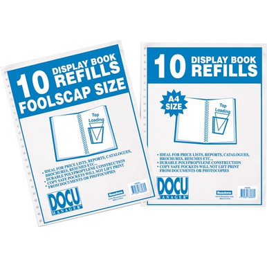 Bantex Display Book Refills A4 - Clear, Inner Pack of 10 (36080 ...