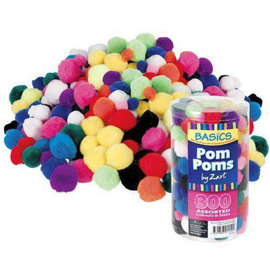 Basics Pom Poms Assorted Pack of 300 - Melbourne Office Supplies