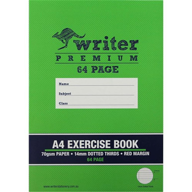 WRITER PREMIUM EXERCISE BOOK A4 64pgs 14mm Dotted Thirds - House ...