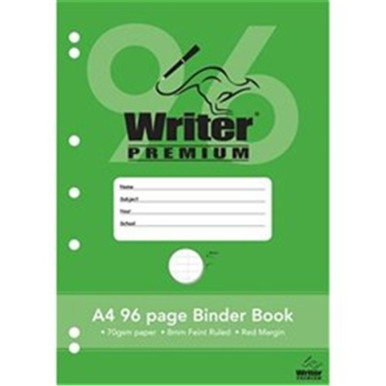 Writer Premium A4 96pg Binder Book 8mm ruled + margin - Melbourne ...