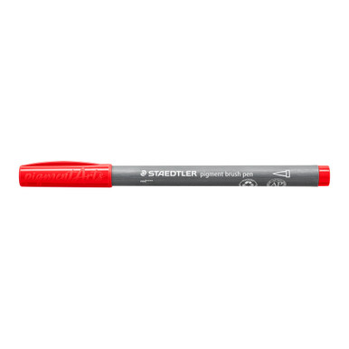 Staedtler 371 Pigment Brush Pen - Red, Each - Melbourne Office Supplies
