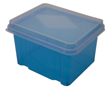 ITALPLAST 32 Litre Storage / File Box - Tint Blue Base / Clear Lid ...