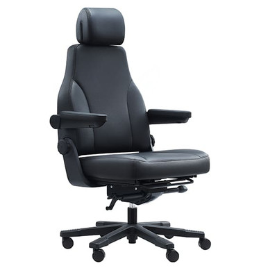 Stanza Heavy Duty Multi Shift Chair with Headrest in Black Leather ...
